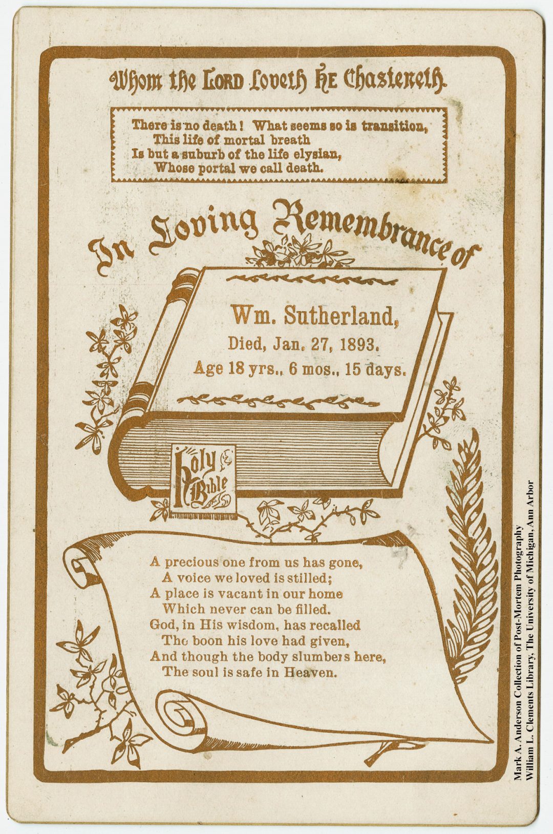 Memorial Cards and Floral Arrangements - UM Clements Library