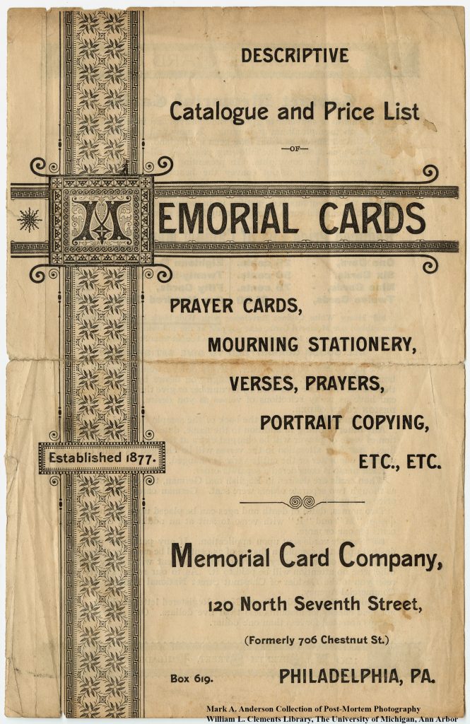 Memorial Cards and Floral Arrangements - UM Clements Library