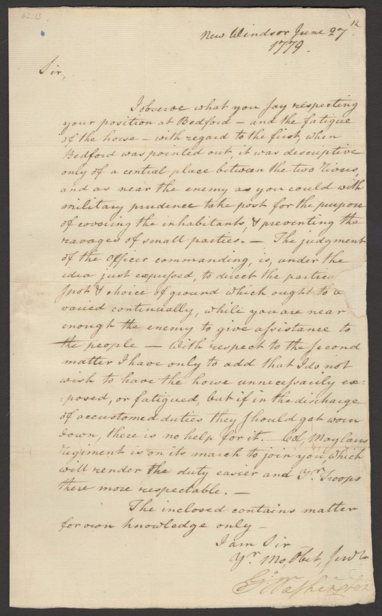George Washington Letter to Benjamin Tallmadge, June 27, 1779 - UM ...